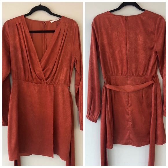 Dresses | Long Sleeve Burnt Orange Cocktail Dress | Poshmark